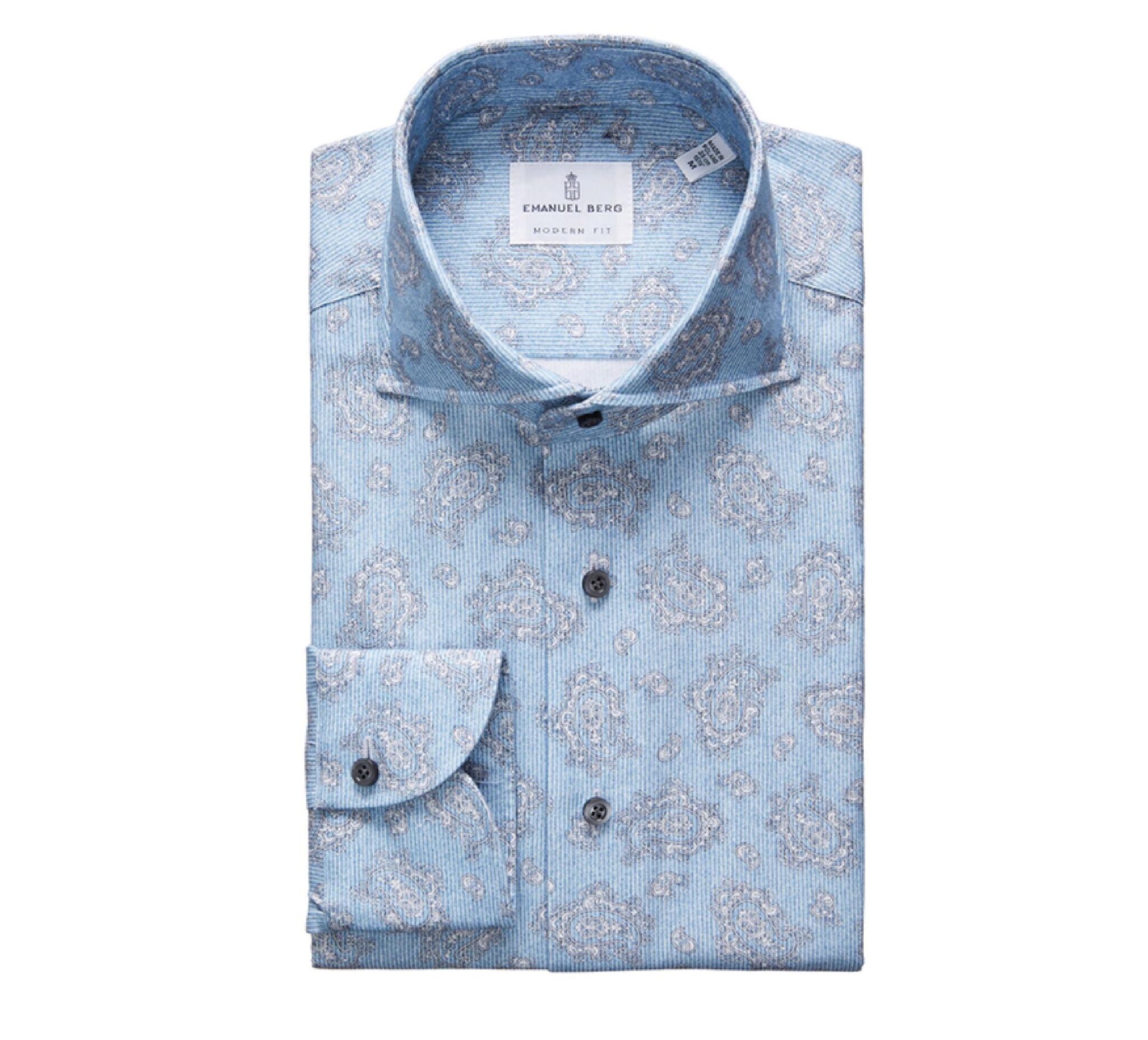 Blue Paisley Ultra Soft Luxury Brushed Twill Shirt | Everard's Clothing