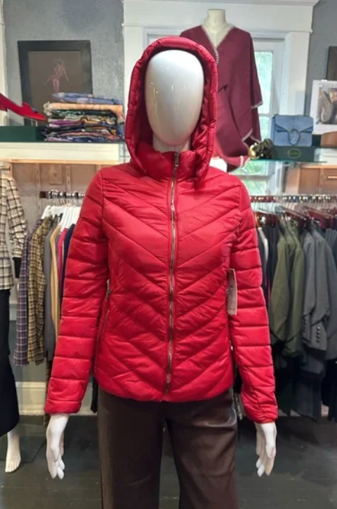 Red Puffer Jacket with Hood | Everard's Clothing